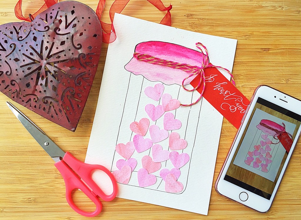 Handmade Valentine's Day Jar of Hearts card tutorial - Life-athon