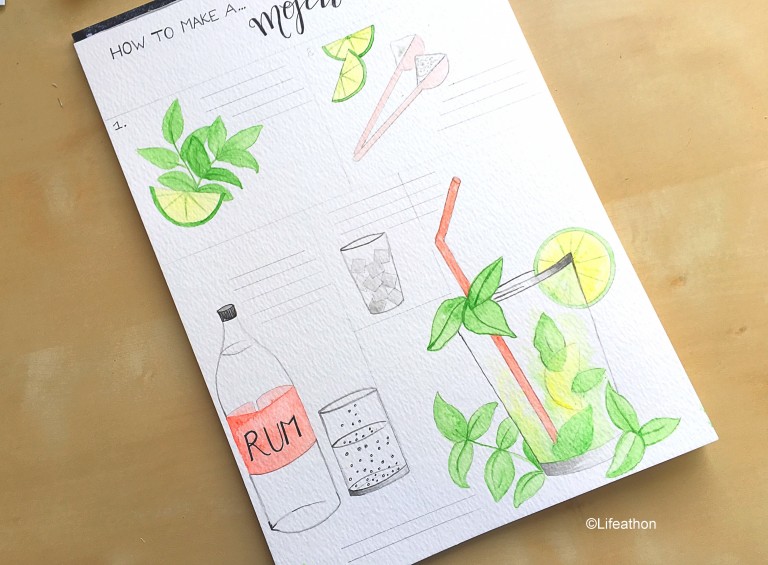 Recipe illustration : How to make a cocktail - Life-athon