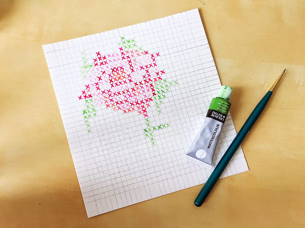 Cross Stitch inspired art tutorial ( Video + free printable ) - Life-athon